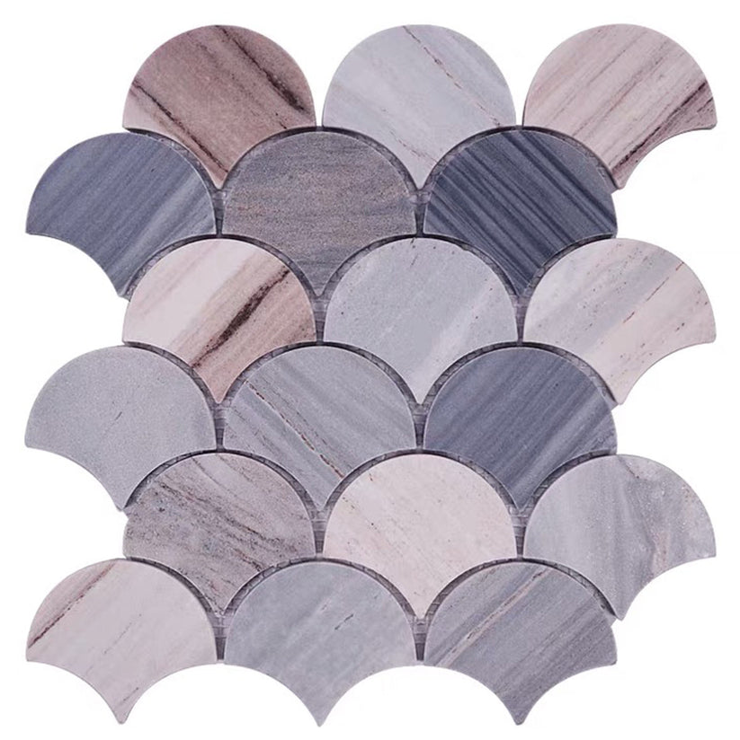 Blue Slate Gray Fish Scale Marble Mosaic Wall Tile For Bathroom FCSMT0 ...