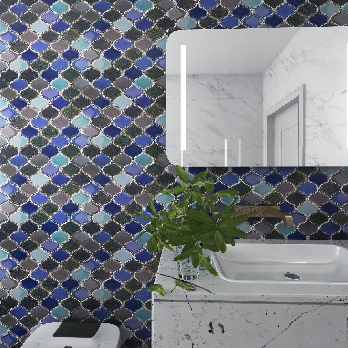 Multi-colored Arabesque Mosaic tiles FCCPT119 – FOC Tile