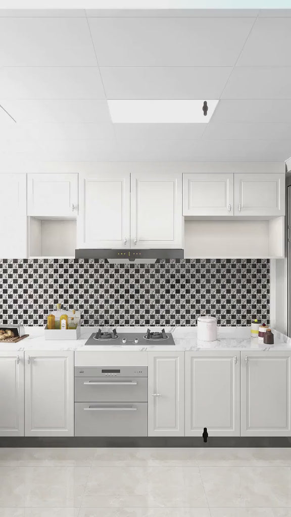 Checkerboard Midnight Metal Fusion Mosaic Tile – FOC Tile