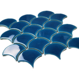 Cobalt Blue Tile Backsplash Fish Scale Crackle Porcelain Mosaic – FOC Tile