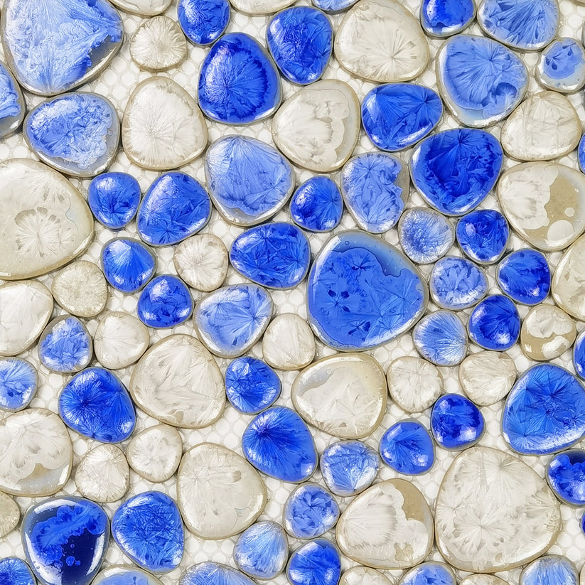 Uniquely Crafted Blue Pebble Floor Tile Cobblestone Porcelain Mosaic ...