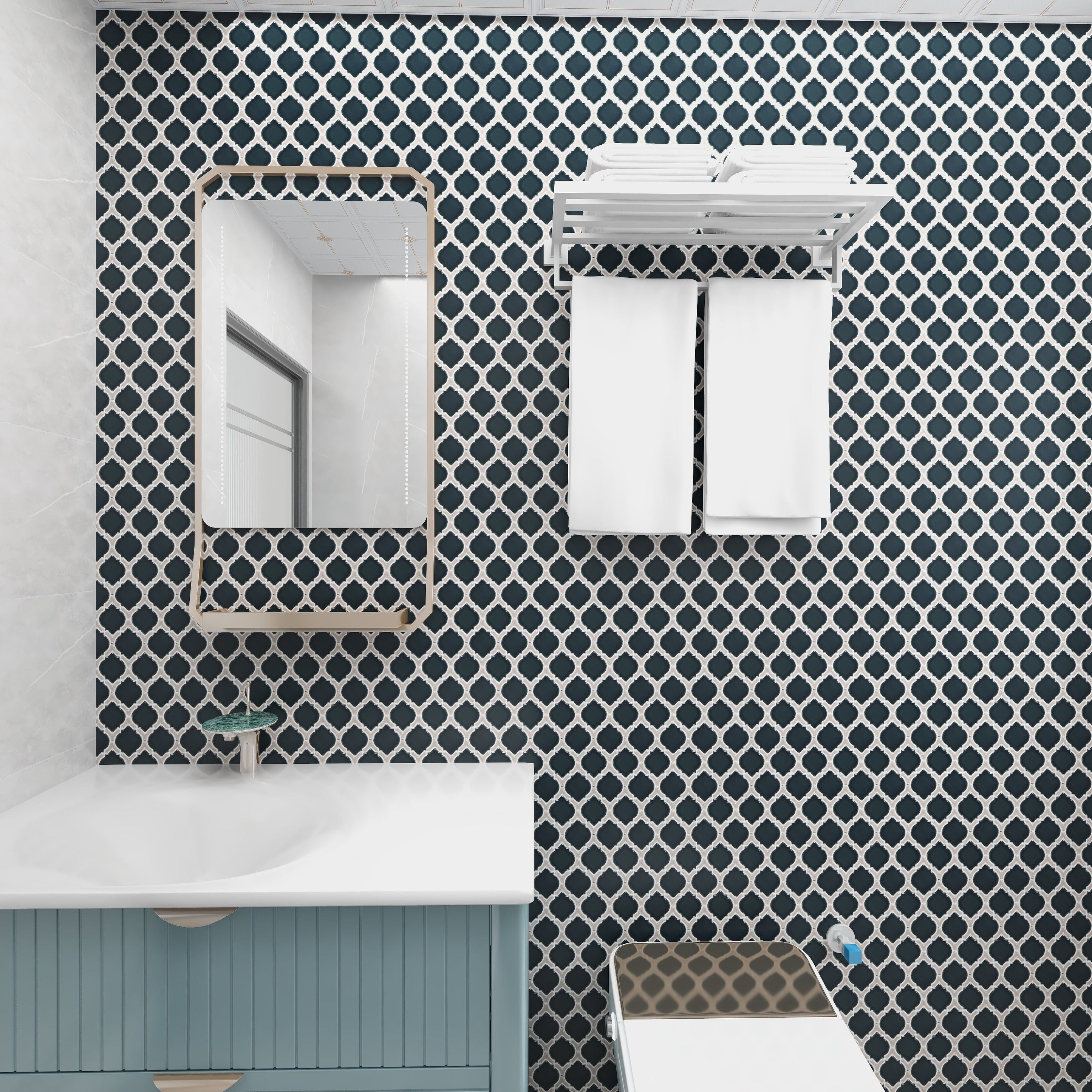 Jasper Arabesque Backsplash Tile Porcelain Mosaic FCCPT031 – FOC Tile