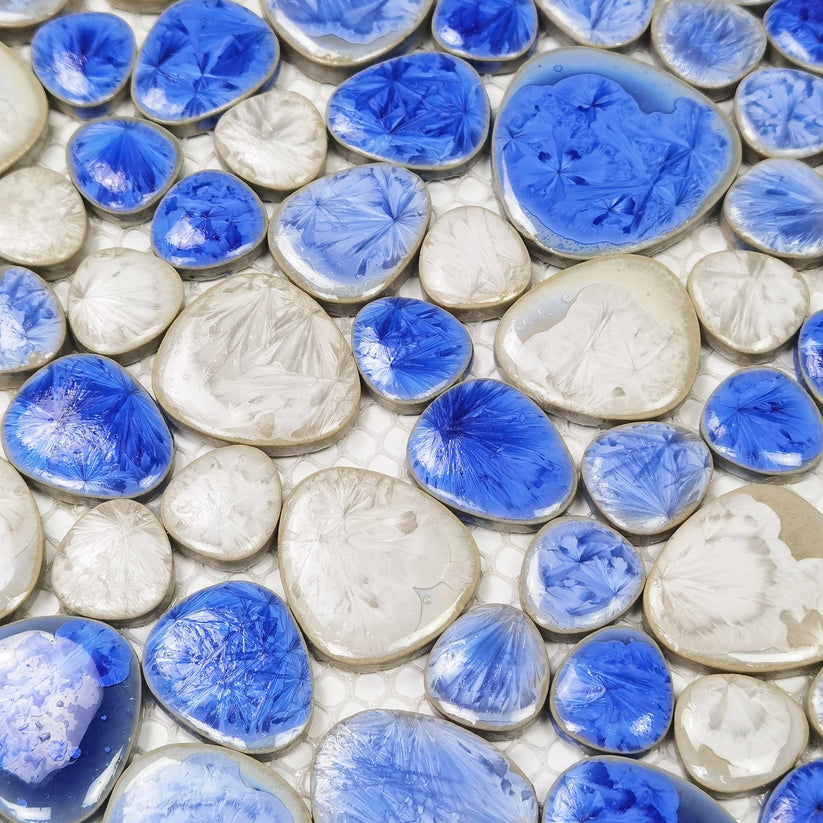 Uniquely Crafted Blue Pebble Floor Tile Cobblestone Porcelain Mosaic ...
